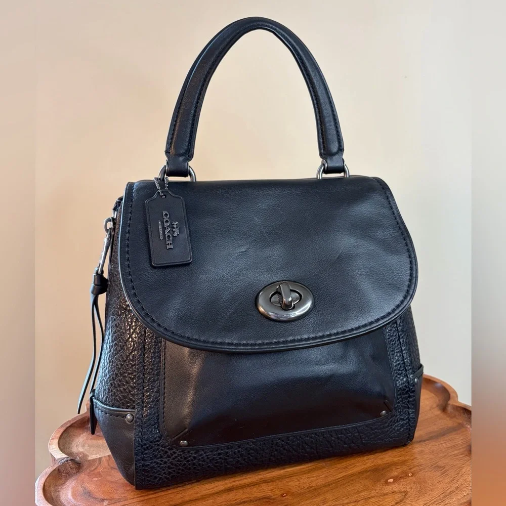 Coach | Bags | Coach Faye Black Leather Convertible Backpack Crossbody ...
